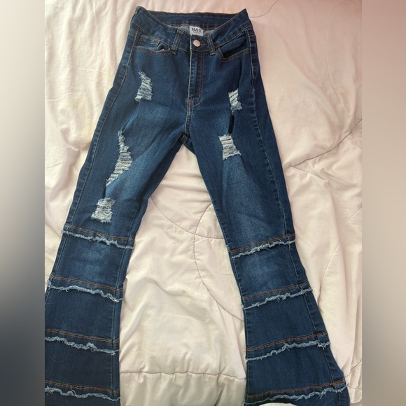 Jeans | Tight High Rise Bell Bottoms Jeans With A Rips And Cute Design ...